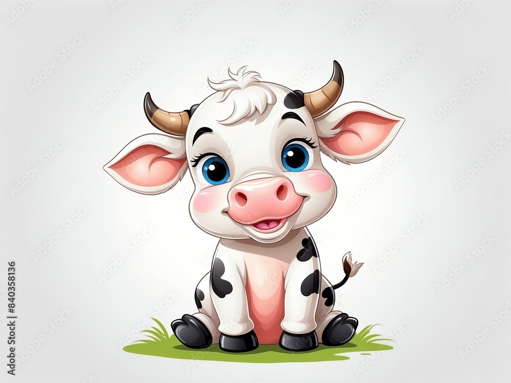 cute cow cartoon clipart on plain white background Stock Illustration ...