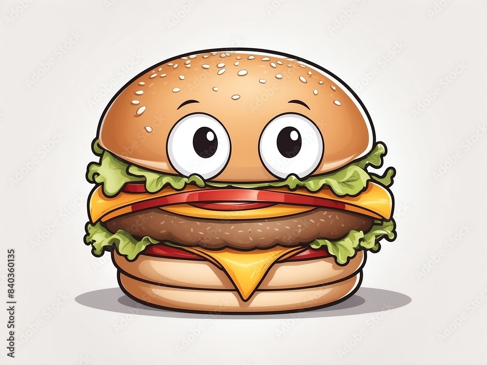 happy smiling burger cartoon clipart on plain white background Stock ...