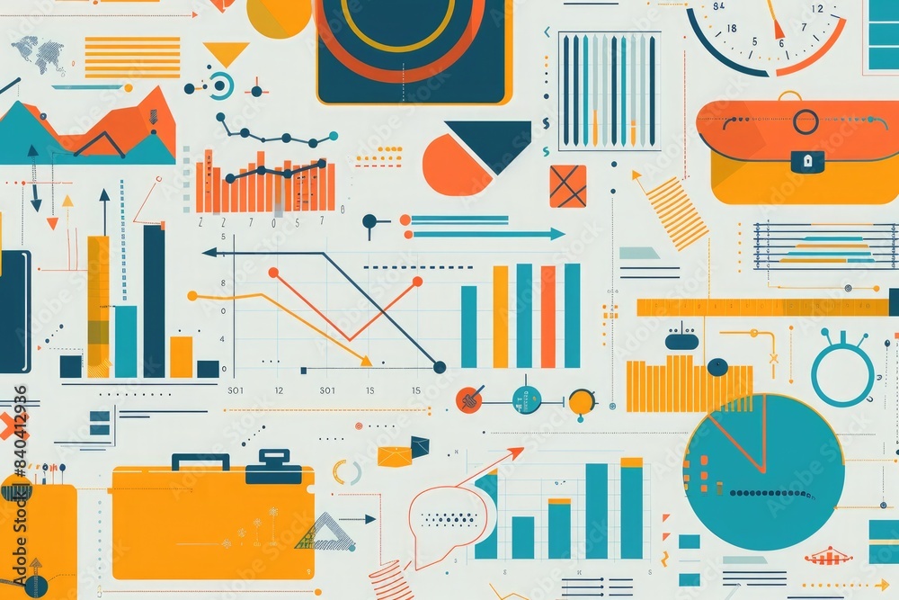 Infographic with various charts, graphs, and data visualizations in ...
