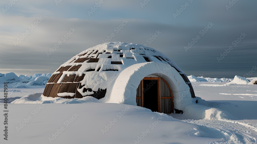 Traditional igloo, reflecting the ingenious architecture of the Inuit people in the Arctic ...
