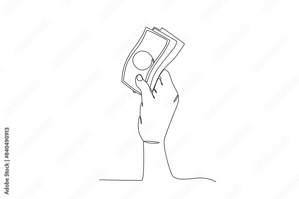 Continuous one line drawing of Hand holding money, Finance Day concept ...