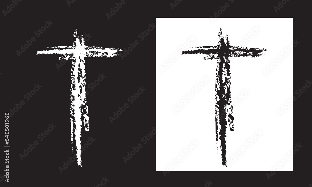 Cross clipart black and white, ash cross, grunge christian cross for ...