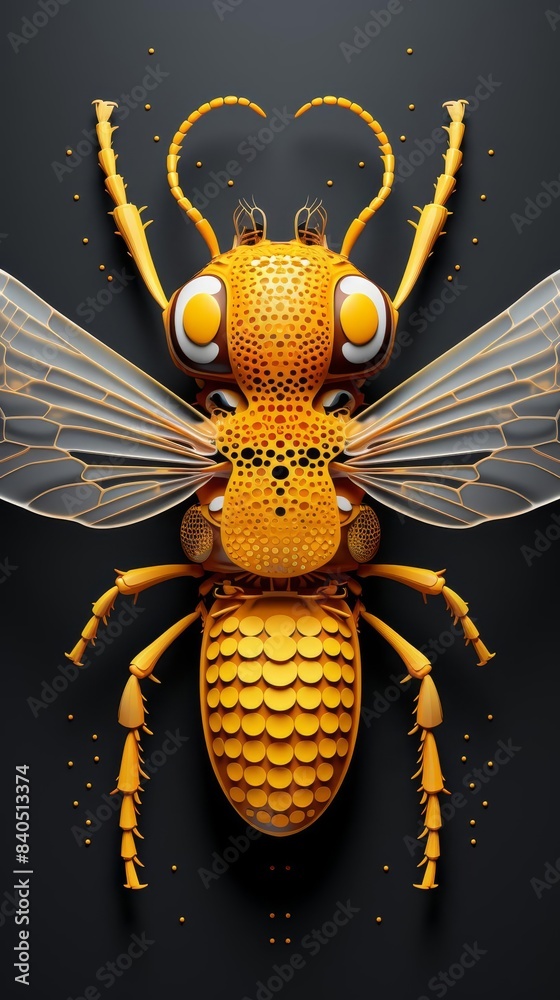 Compound eyes anatomy flat design top view scientific theme 3D render ...