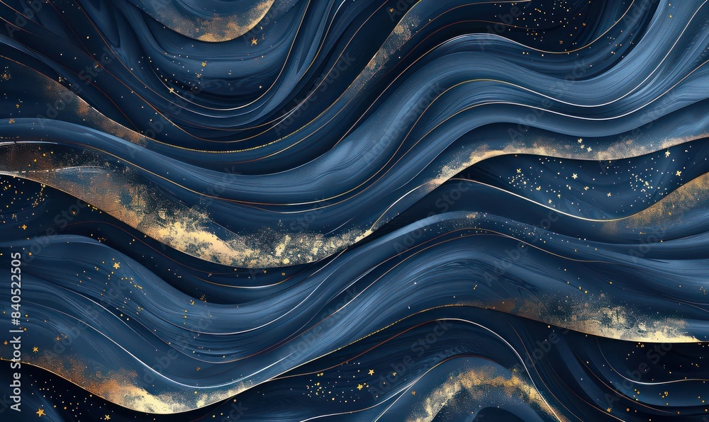 Navy blue Gold abstract wave line arts background . Luxury wallpaper ...