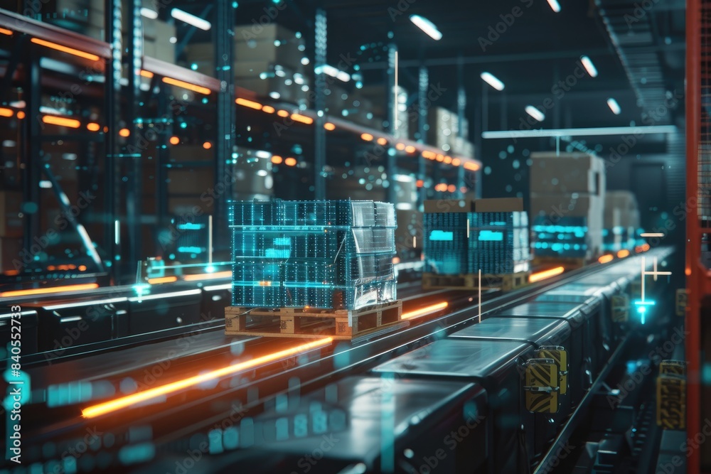 Logistics control. Future logistics. Package tracking and cargo ...