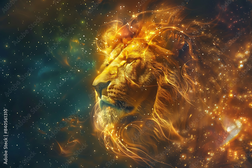A stunning illustration of the zodiac sign Leo, featuring intricate ...