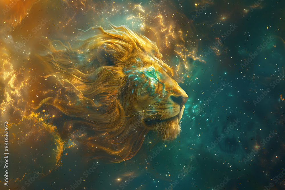 A stunning illustration of the zodiac sign Leo, featuring intricate ...