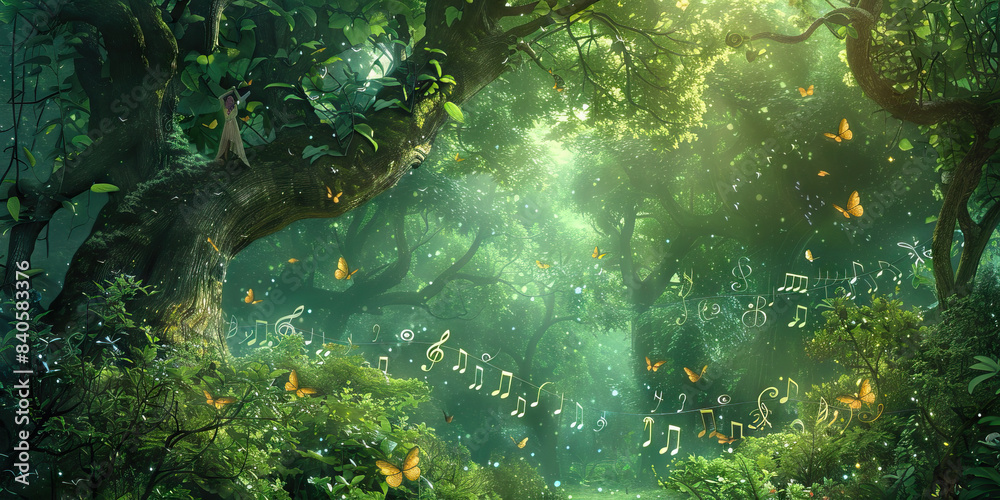 Enchanting Fairy Tale Melodies: Music Notes Floating in a Magical Fairy ...