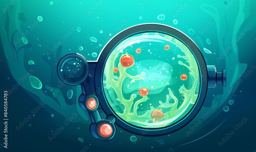 Parasite under microscope flat design top view laboratory theme water color Analogous Color ...