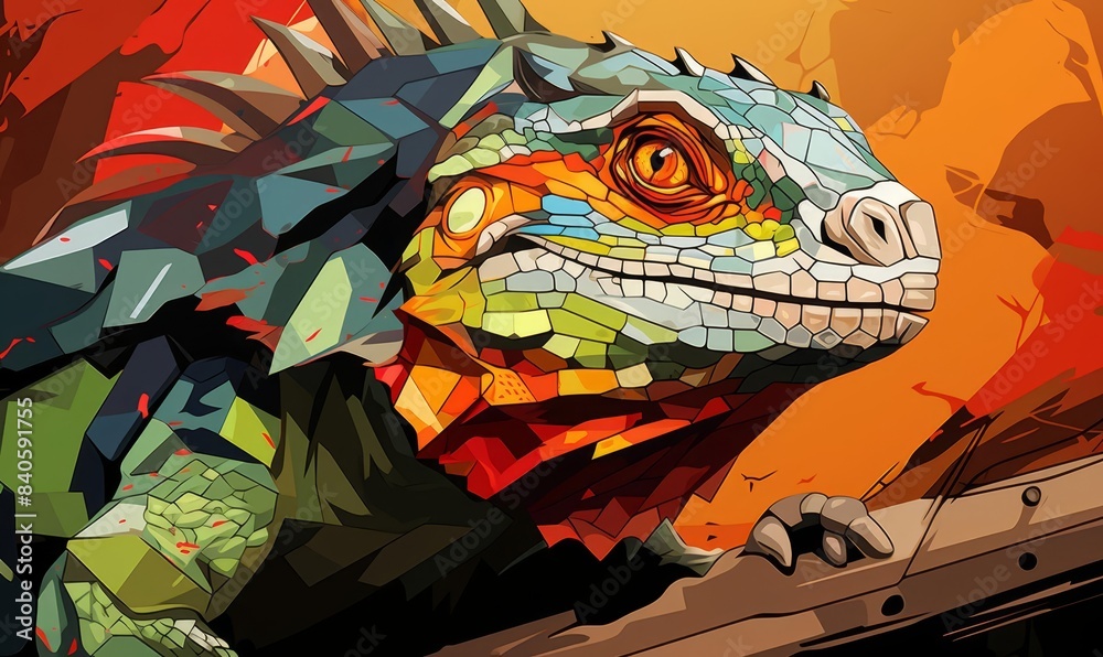 Predator camouflage flat design side view survival theme cartoon ...