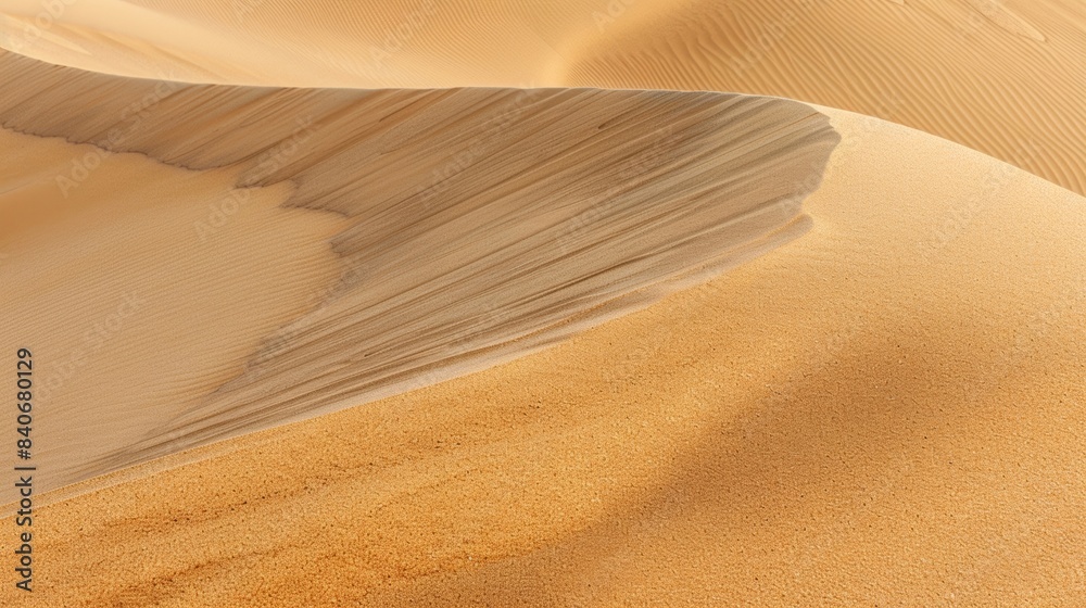 The smooth curved surfaces of the sand dunes are marked with subtle ...