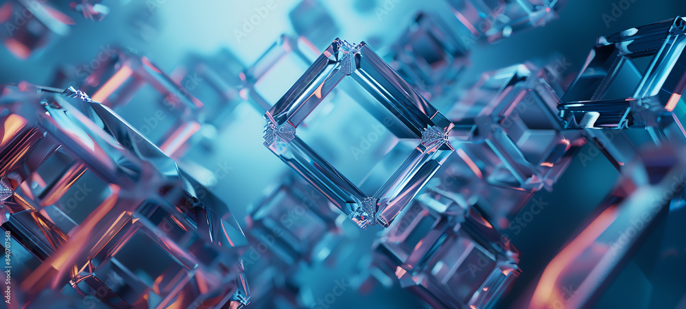 Render a 3D model of a crystal lattice structure, mineralogy theme, top ...