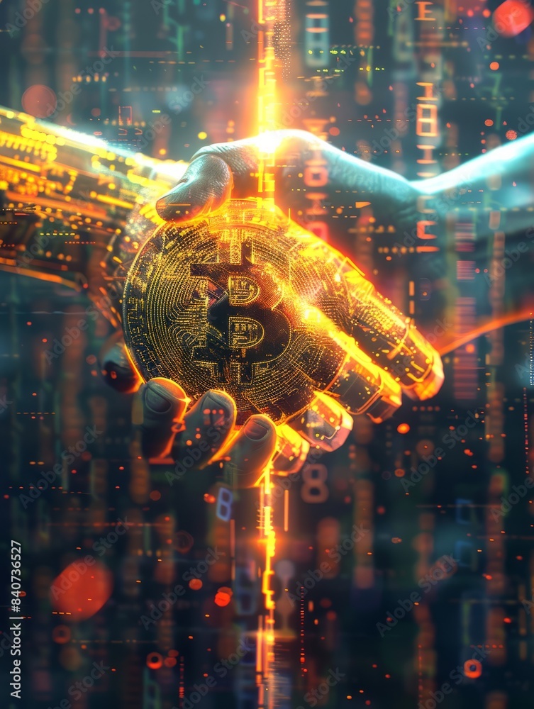 Crypto Business handshake on finance prosperity and money technology ...