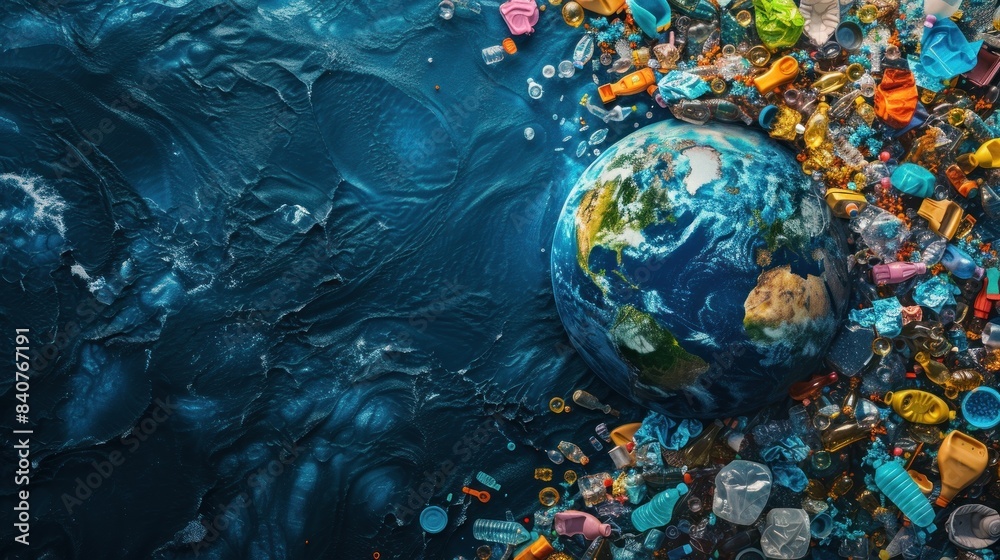 Global plastic pollution crisis concept art Stock Illustration | Adobe ...