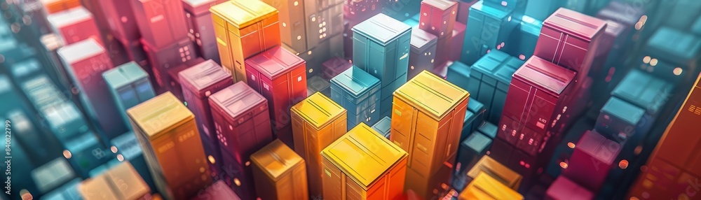 parcel delivery network 3d design top view collaborative theme cartoon ...