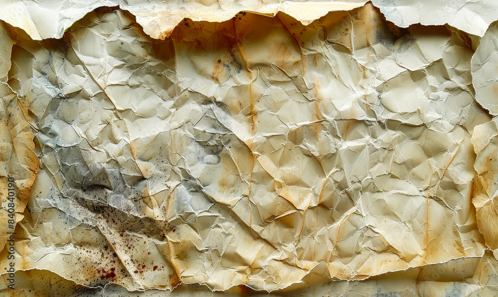 Vintage Crumpled Kraft Paper Texture with Aged Stains, Wrinkles, and ...