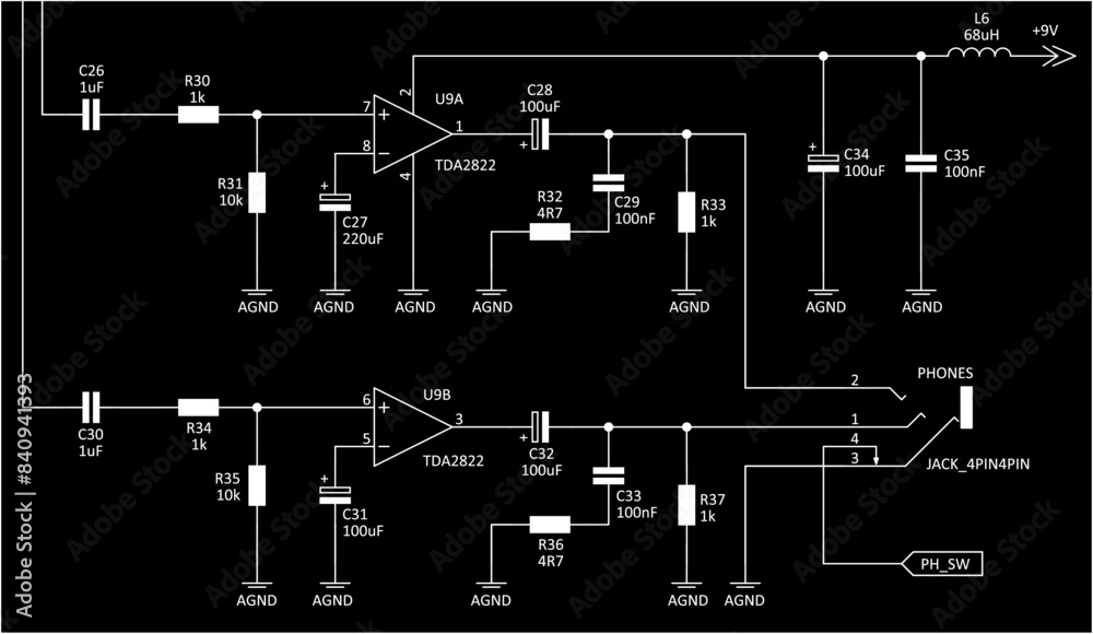 Schematic diagram of electronic device. Vector drawing electrical ...