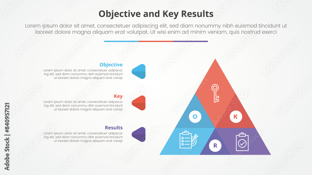 OKR objectives and key results framework infographic concept for slide ...
