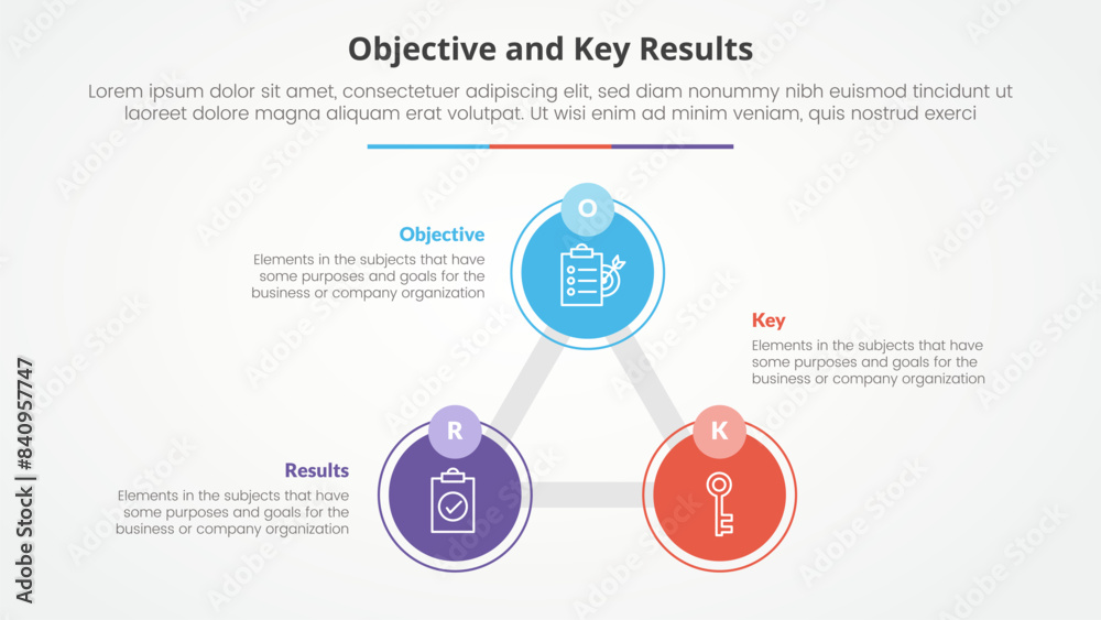 OKR objectives and key results framework infographic concept for slide ...