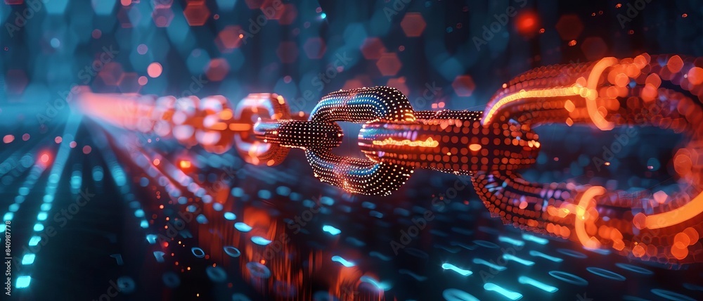 Blockchain Technology Visualized Through Interconnected Digital Nodes