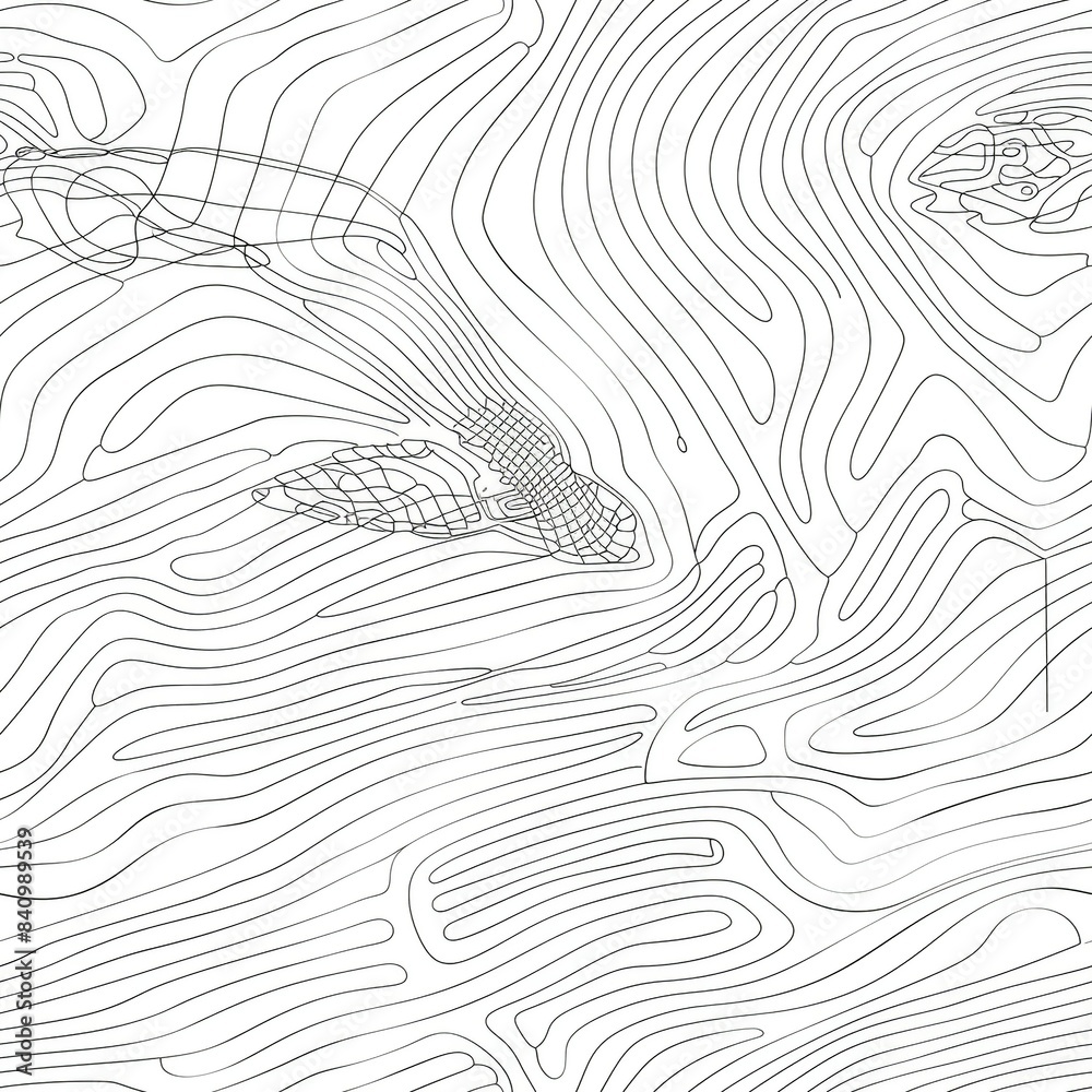 An abstract line drawing of a sea turtle swimming, with its shell and ...