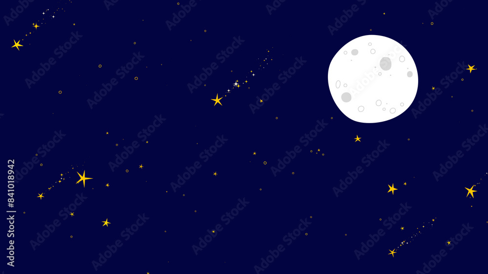moon and stars glowing on night sky background, kids lullaby and ...