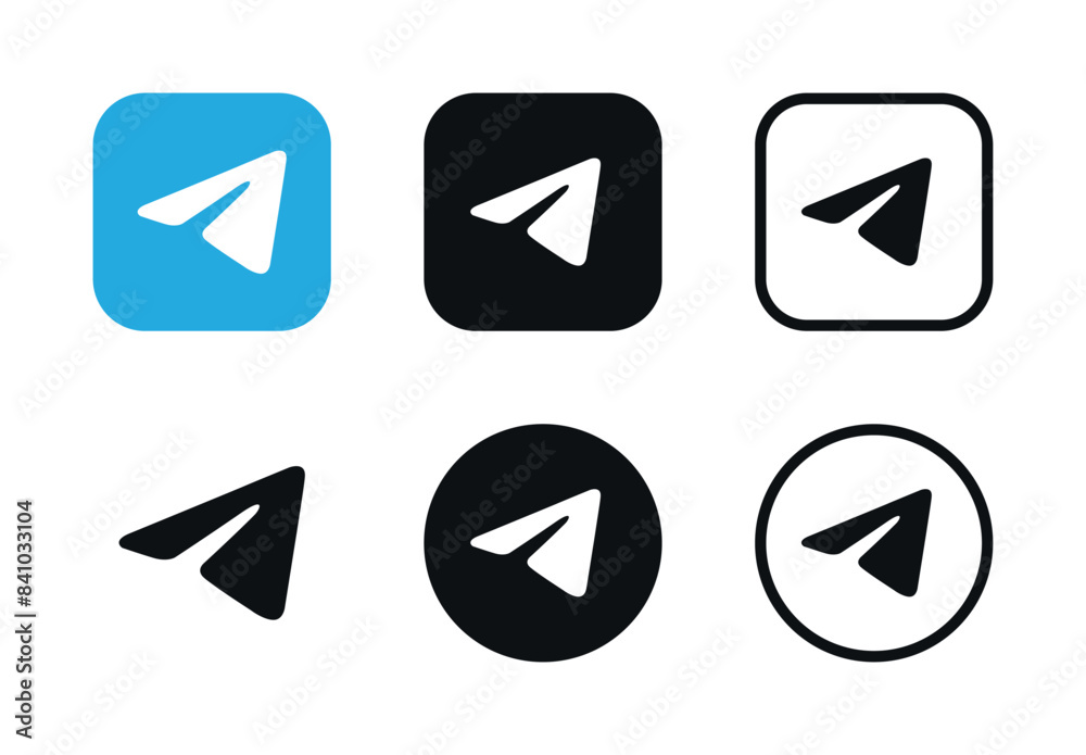 Telegram icon collection. Telegram logo set in different shape on ...