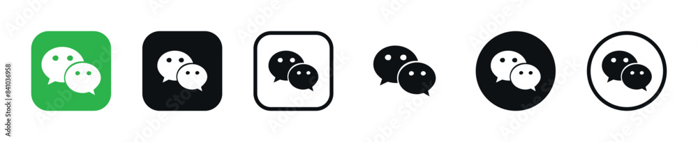 WeChat icon collection. WeChat logo set in different shape on ...