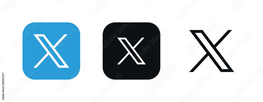 X icon collection. X logo set in different shape on transparent ...
