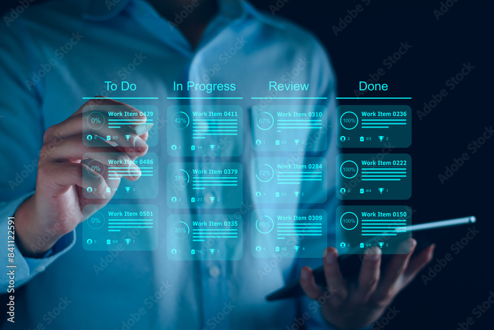 Project plan and manage concept. Project manager update tasks and ...