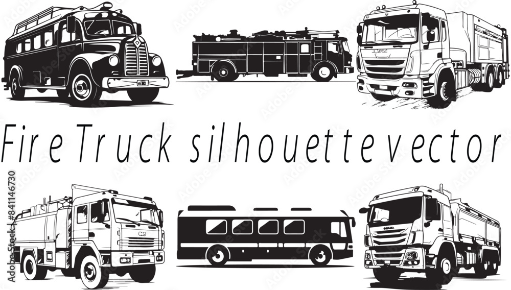 Fire Truck, Silhouette, Vector, Emergency, Firefighter, Rescue, Fire ...