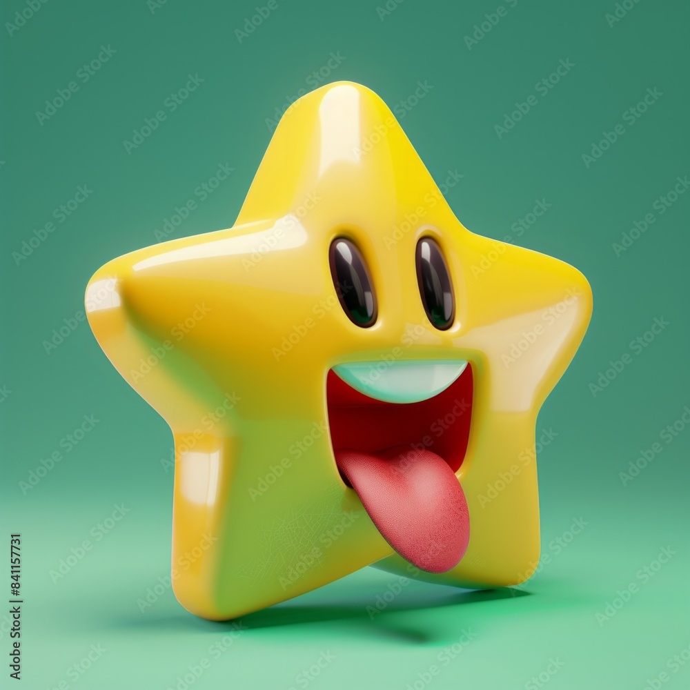 Silly Face Star Emoji Icon Depict a 3D icon of a star sticking out its ...