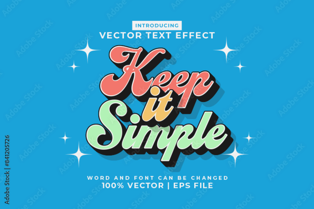Editable text effect Keep it Simple 3d Cartoon template style premium vector Stock Vector ...