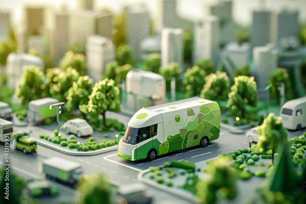 Green logistics concept featuring sustainable transportation with ...