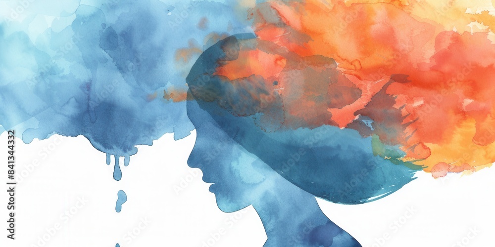 Depression symptoms infographic flat design side view medical theme ...