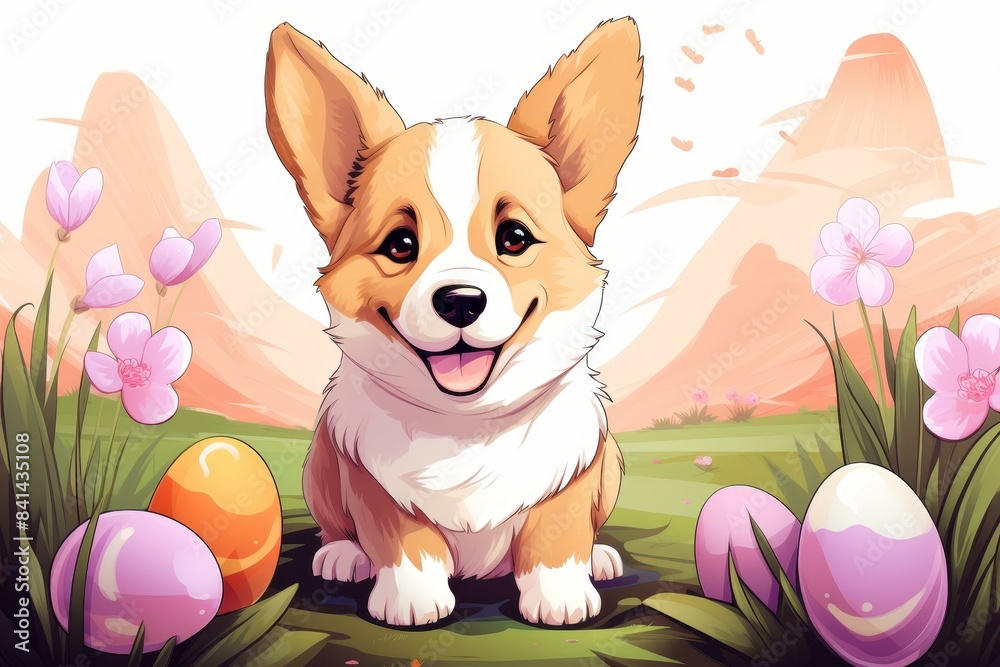 Cute cartoon corgi egg dog clipart for Easter projects. Perfect for ...