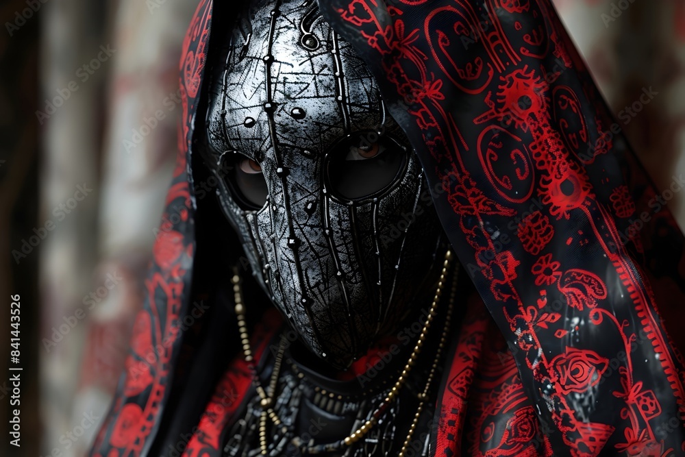 Foreboding Ritual Cult Devotee Wearing Intricate Platinum Centipede ...