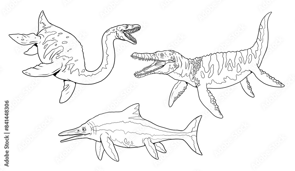 Predatory aquatic dinosaurs: Plesiosaur, Ichthyosaur and Kronosaurus ...