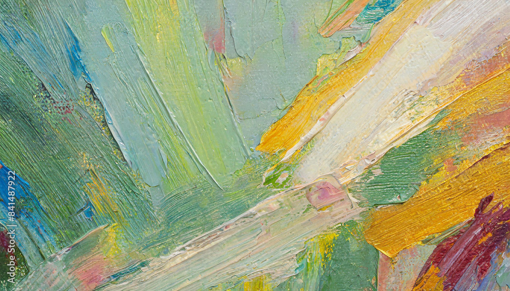 abstract colorful oil painting on canvas, brush strokes and brush ...