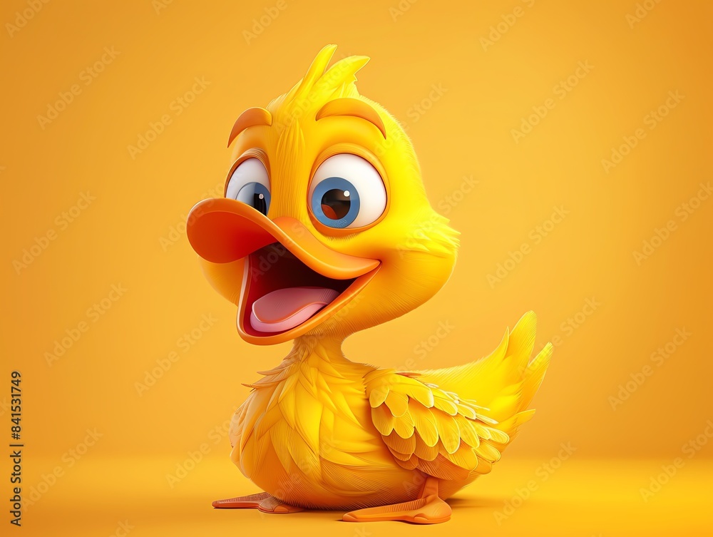 Friendly cartoon duck with a bright bill and happy expression, vibrant ...
