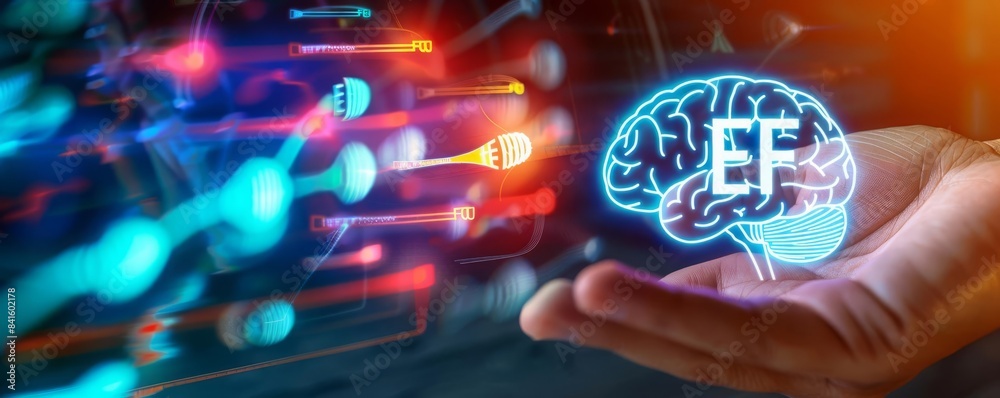EF Executive Functions, EF, IQ, EQ, SQ, and MQ EF icon at hand Child ...