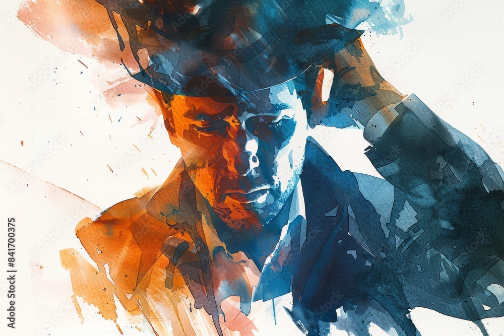 An artistic watercolor illustration of a detective experiencing vertigo ...