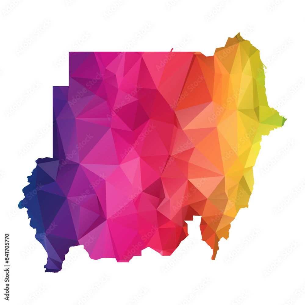 Abstract Polygon Map - Vector illustration Low Poly Color Rainbow Sudan ...