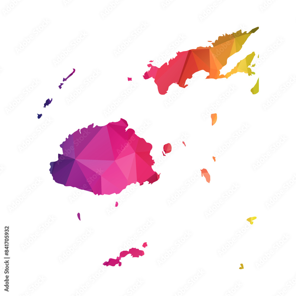 Abstract Polygon Map - Vector illustration Low Poly Color Rainbow Fiji ...