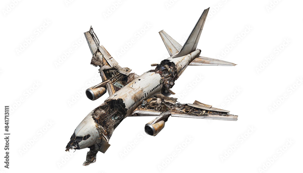 Damaged old plane isolated on transparent or white background Stock ...