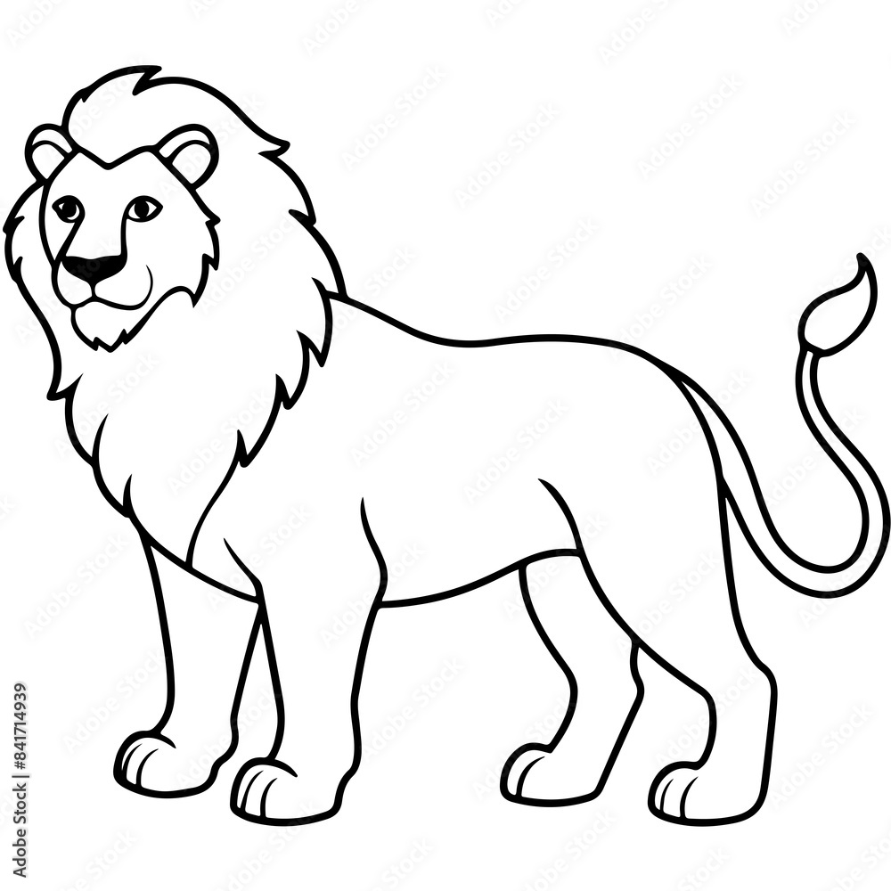 lion cartoon outline line art coloring page illustration, isoalted on ...