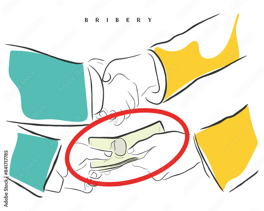 Hand drawn line art vector of Concept of Bribery and corruption. Say No ...