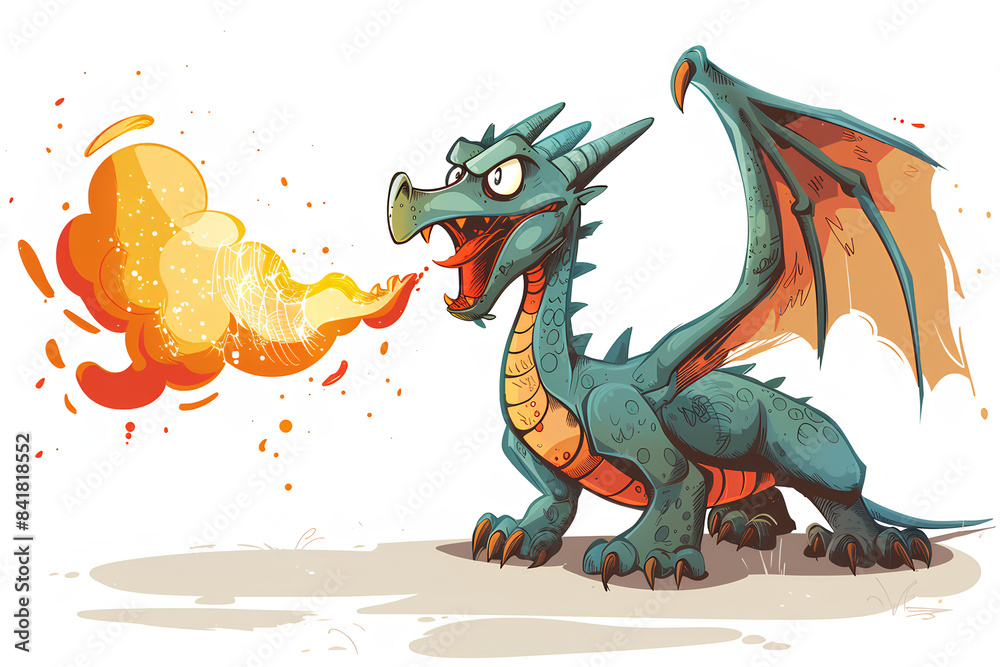 fire dragon, angry dragon, scary dragon, vector, cartoon style, 3d ...