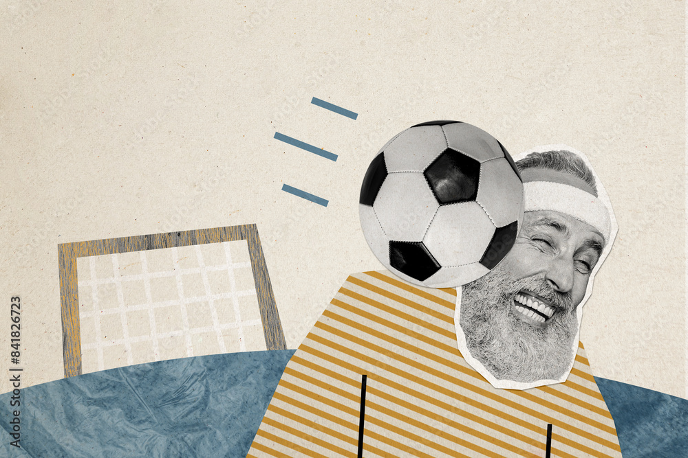 Foto de Stock Composite photo collage of old sportsman football coach ...