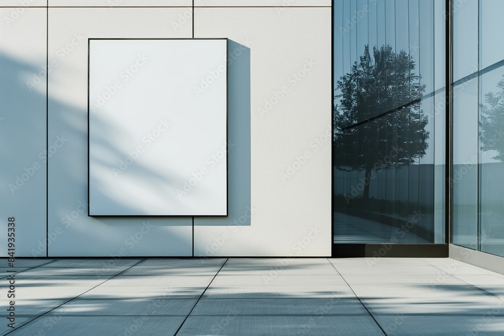 Blank billboard on modern building facade in daylight, mockup for ...